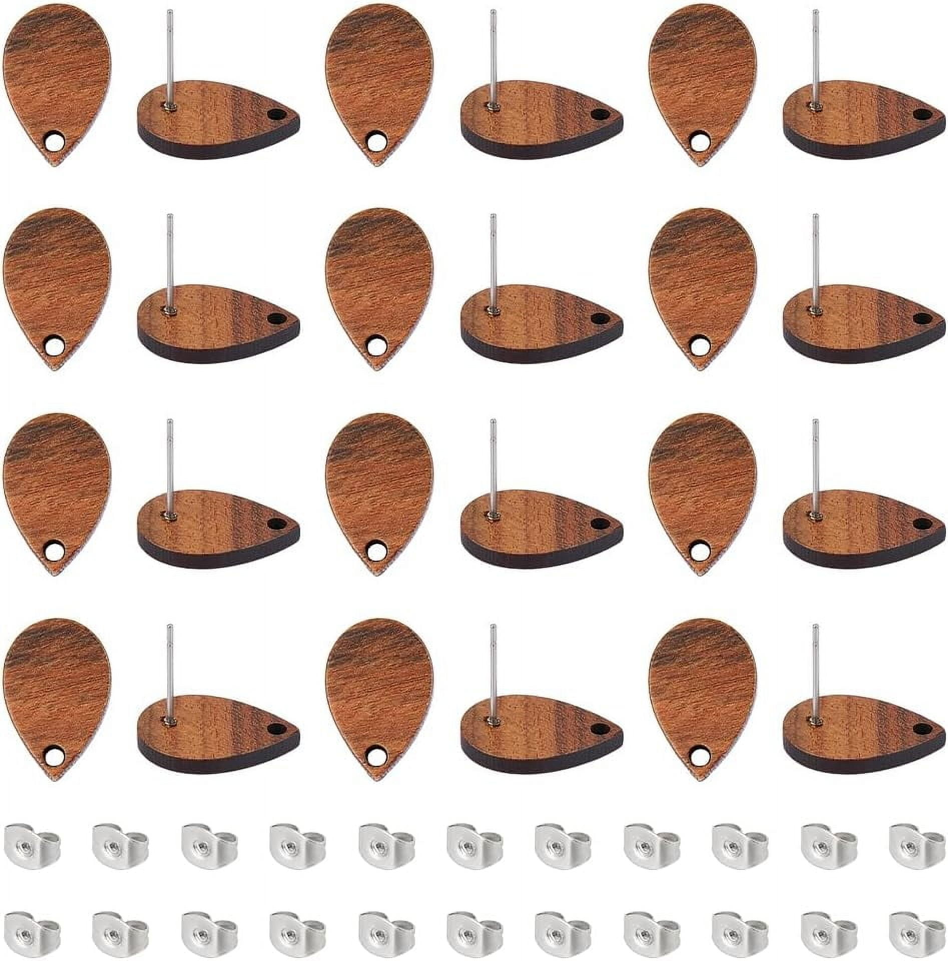 15 Pairs Walnut Wood Stud Earrings Teardrop Vintage Walnut Wood DIY ...