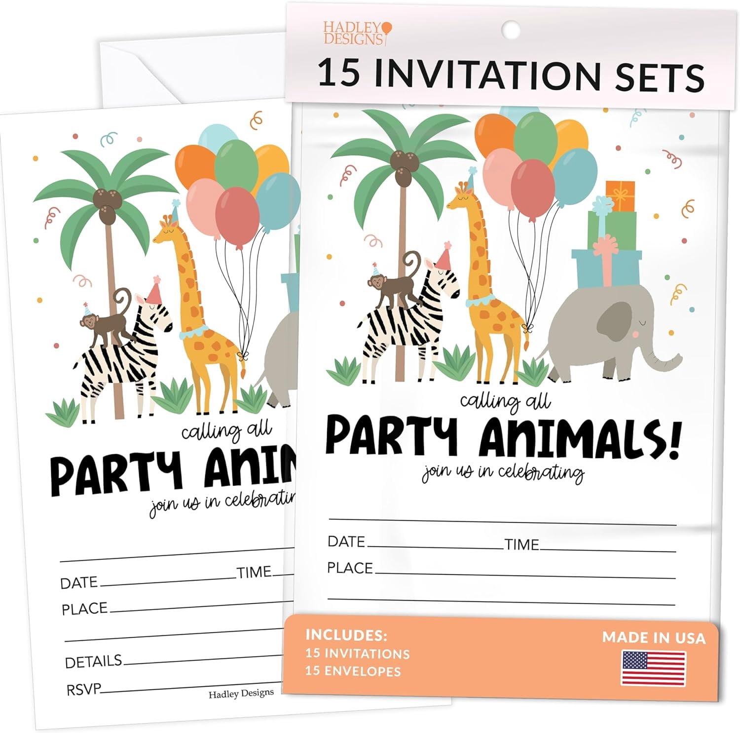 15 Party Animal Birthday Invitations Girl - Kids Birthday Invitations ...