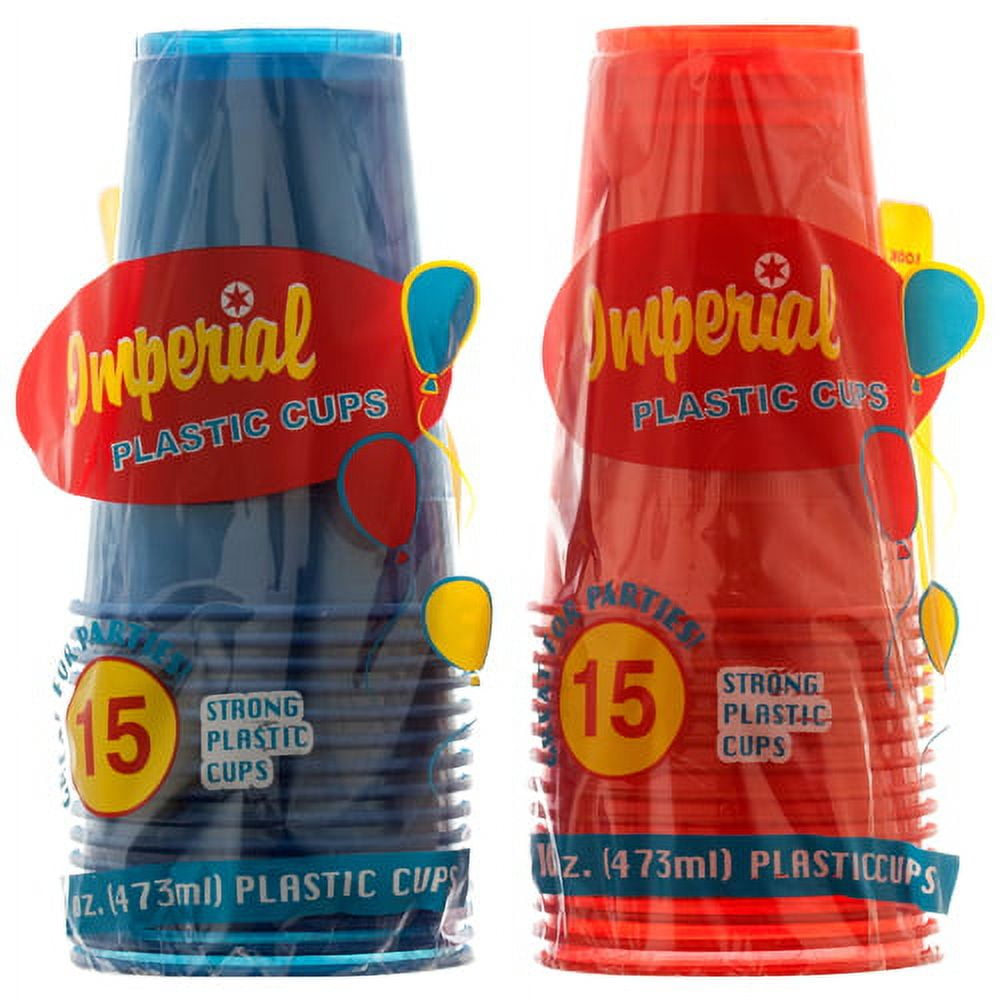 15 Pc 16 Oz Plastic Cups Assorted (48 Units Included) - Walmart.com