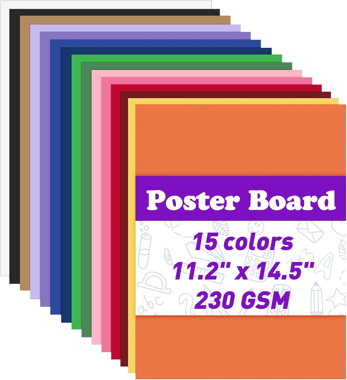 15 Pcs 11.2" x 14.5" Poster Board Paper Assorted Colored Posterboard ...