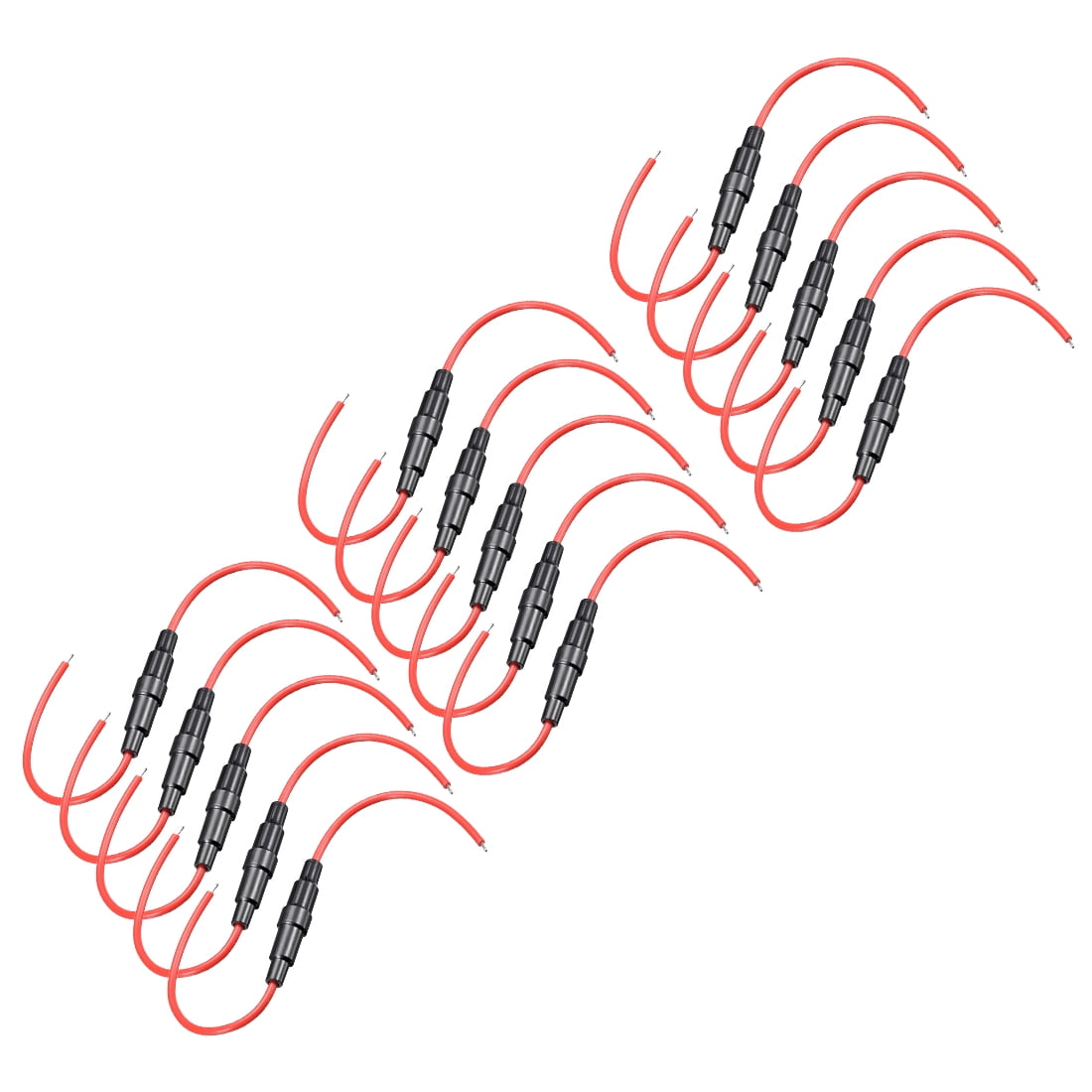 15 Pcs 5x20mm Inline Screw Type Fuse Holder 18 Gauge AWG Red Wire ...