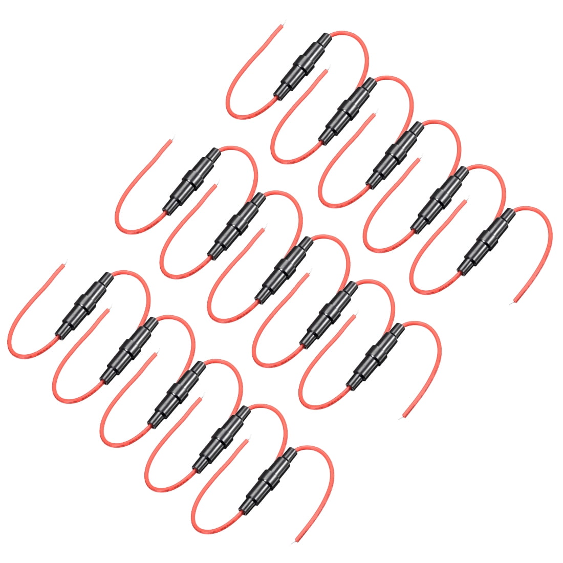 15 Pcs 5x20mm Inline Screw Type Fuse Holder 22 Gauge AWG Red Wire ...