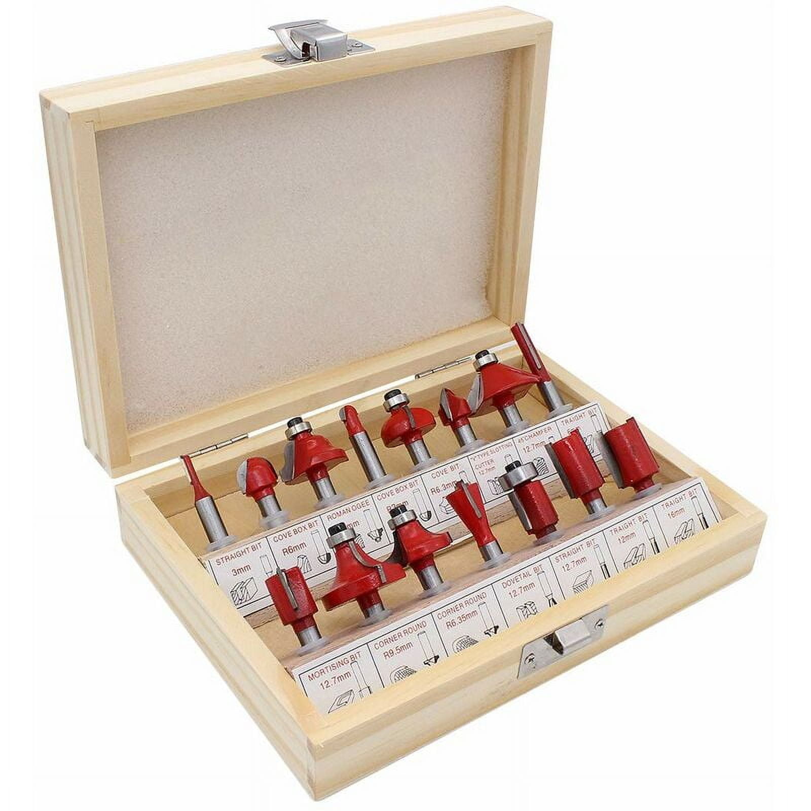 15 Pcs 6.35mm Shank Tungsten Carbide Router Bit Set Groove Cutter Set ...