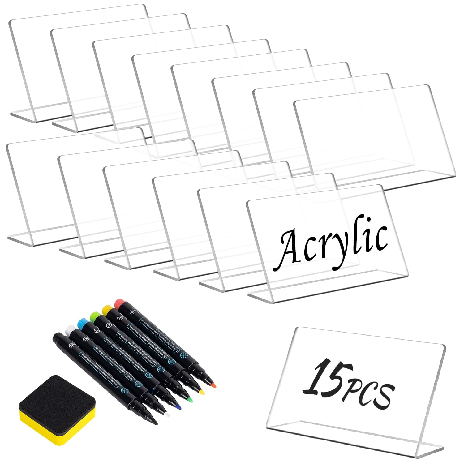 15 Pcs Acrylic Mini Chalkboard Labels for Food, 5X3 Inch Food Label ...