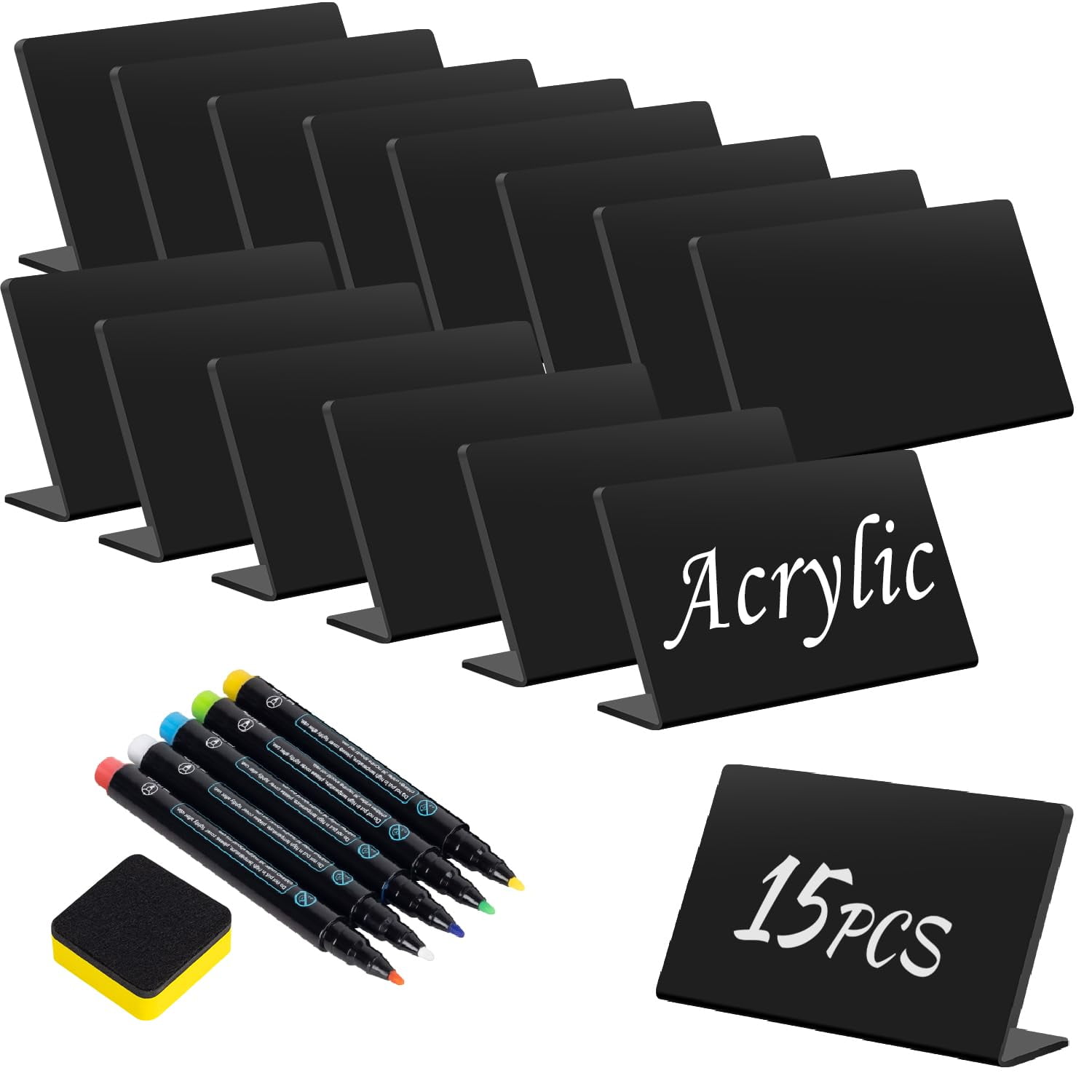 15 Pcs Acrylic Mini Chalkboard Labels for Food, 5x3 Inch Food Label ...