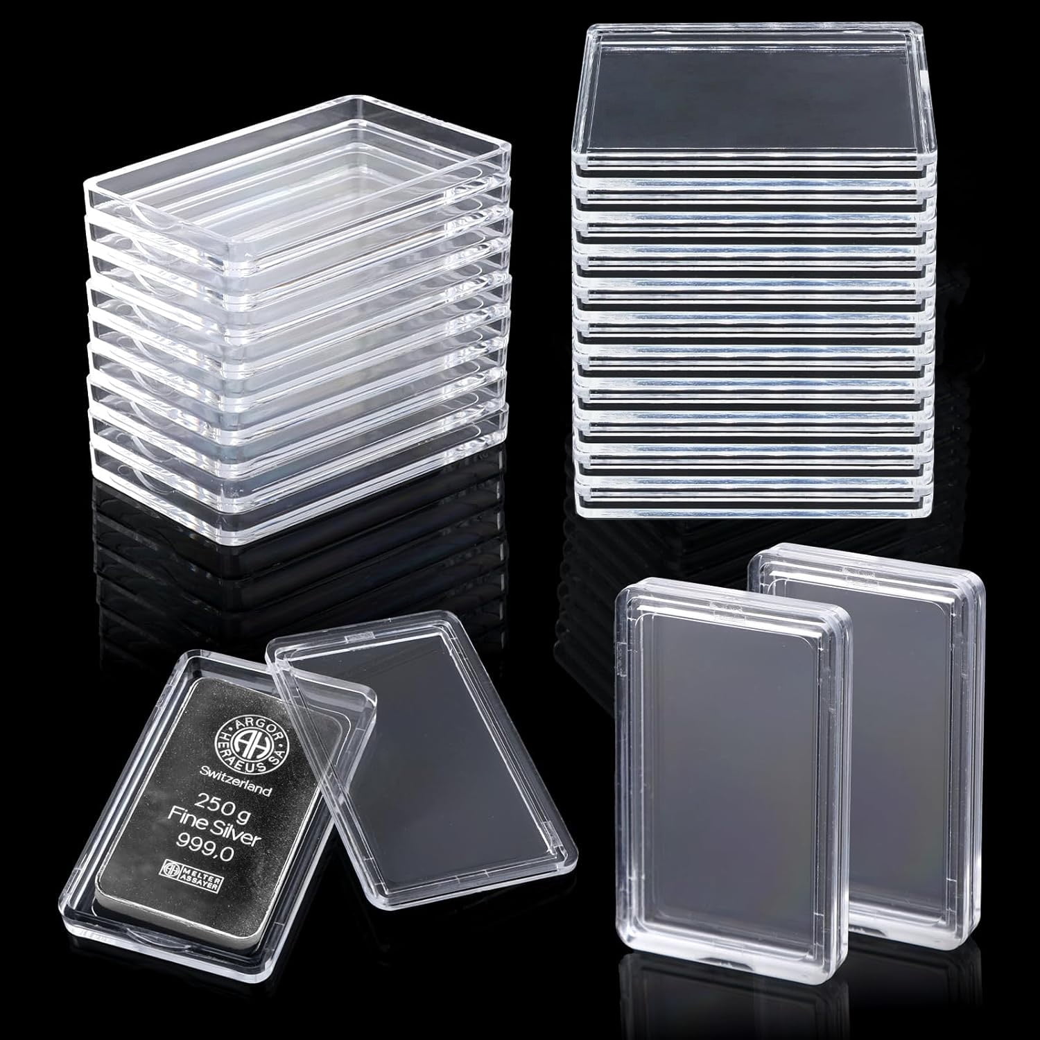 15 Pcs Acrylic Silver Bar Holder,Bexikou Silver Bar Storage Case,Clear ...