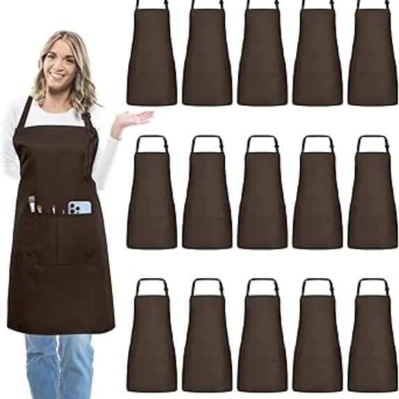 15 Pcs Adult Aprons Bulk with Pockets Adjustable Bib Chef Apron for ...