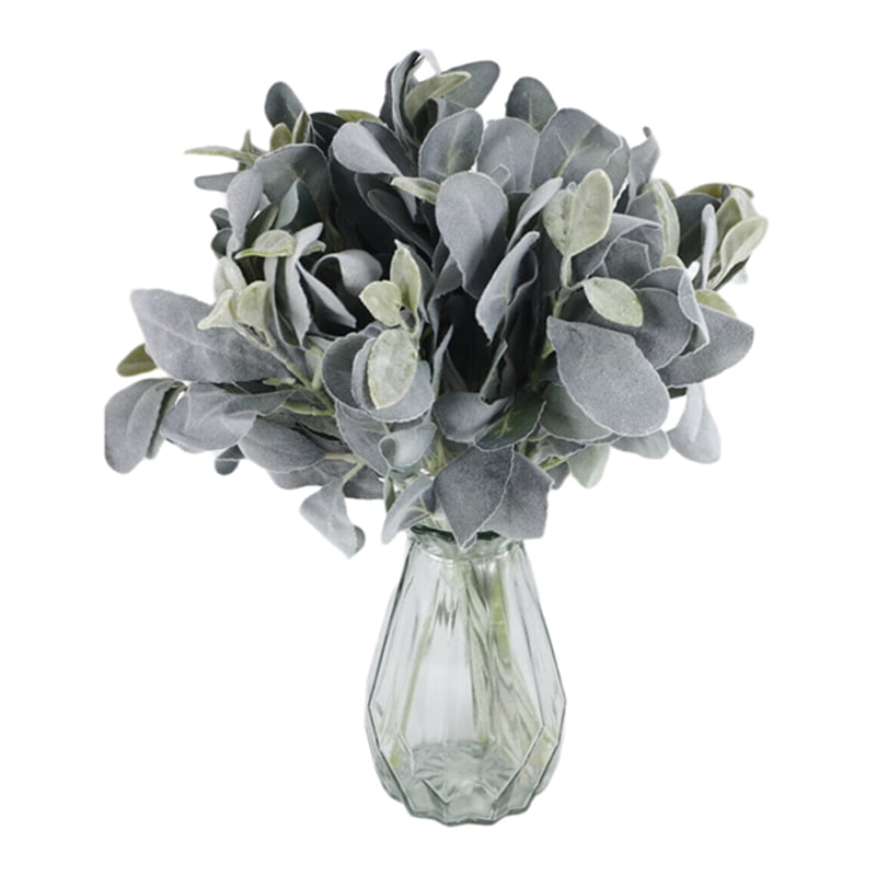 15 Pcs Artificial Flocked Lambs Ear Greenery Stem Faux Lamb's Ear ...