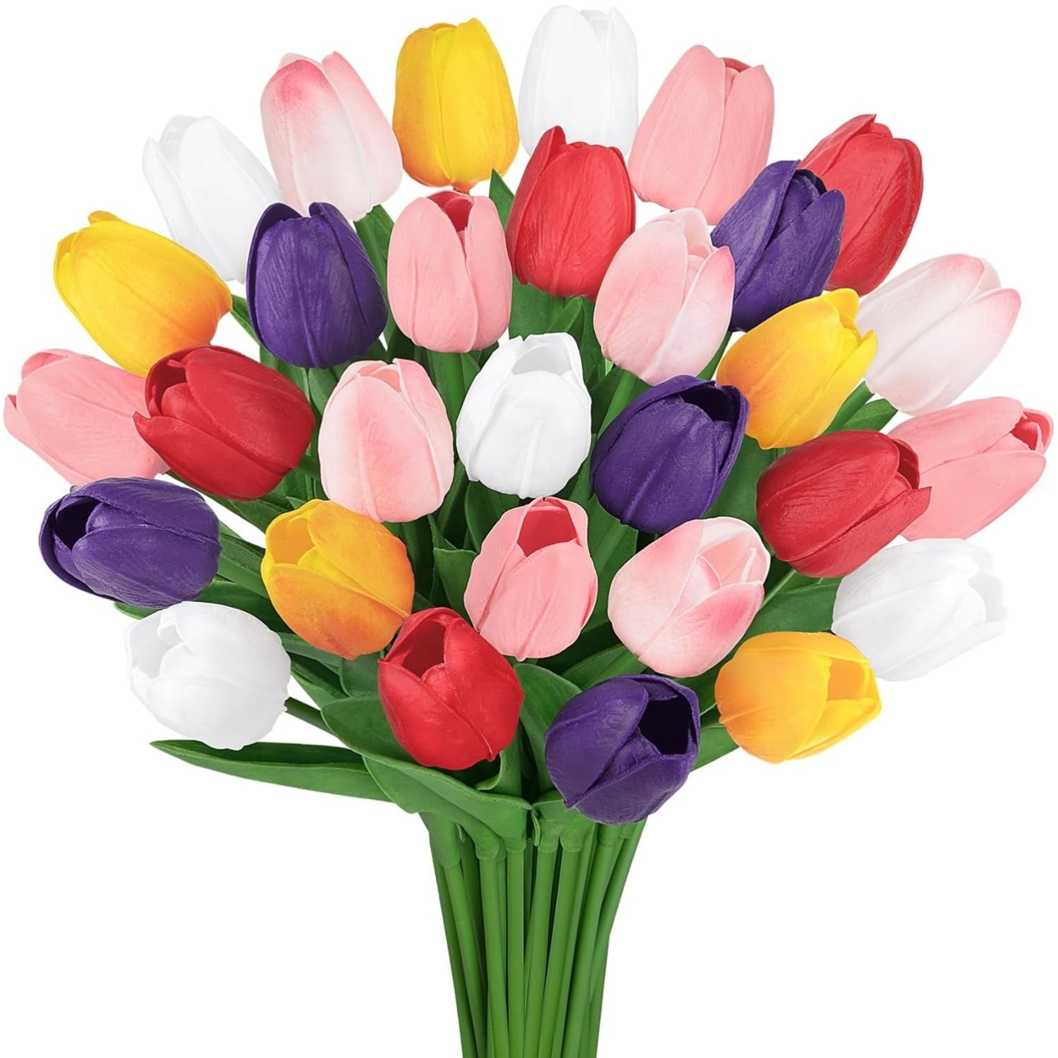 15 Pcs Artificial Tulips Flowers, Mixcolor Real Touch Fake Tulips, Fake ...