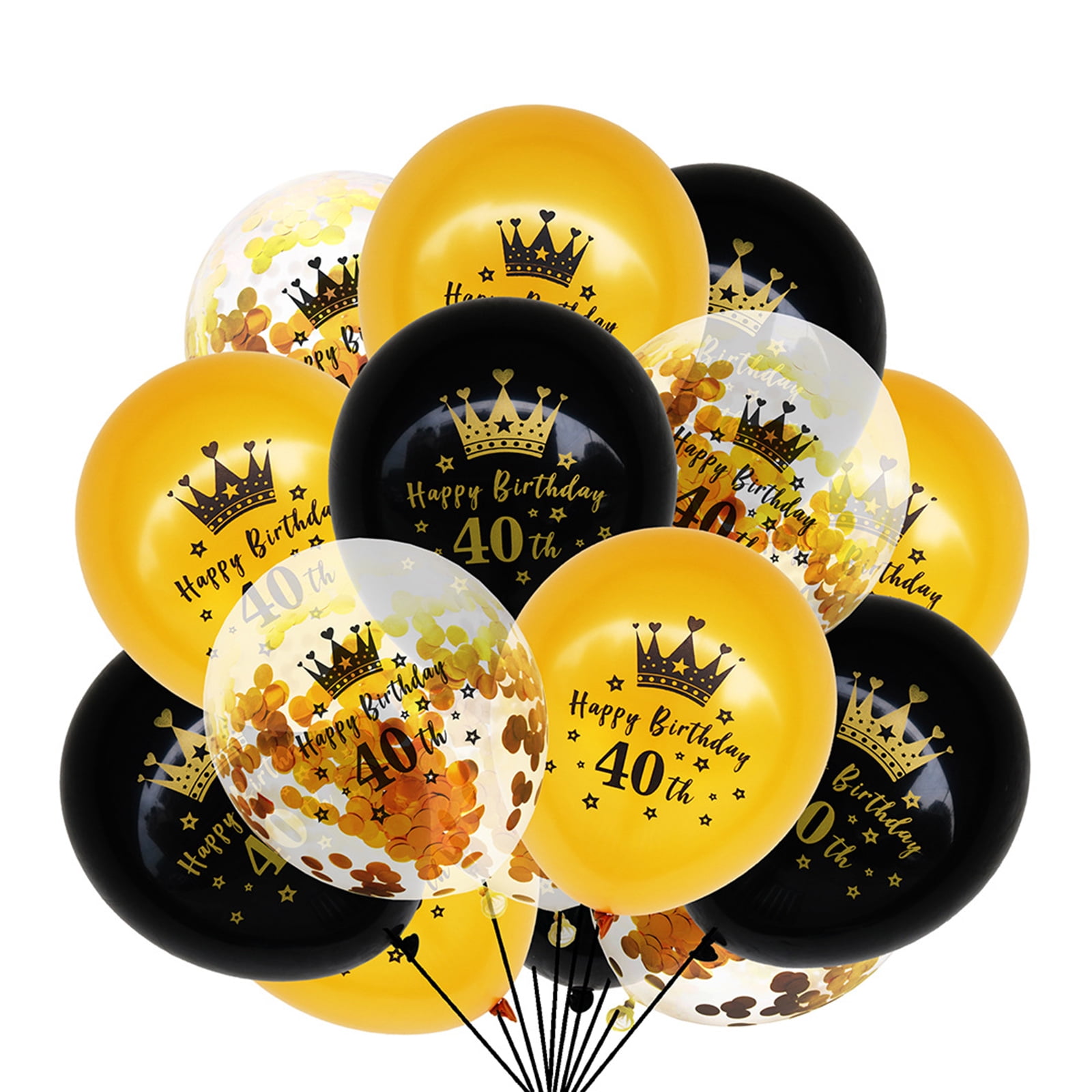 15 Pcs Birthday Latex Balloons Fiber Coins Stuffed Light Luxury Decals ...