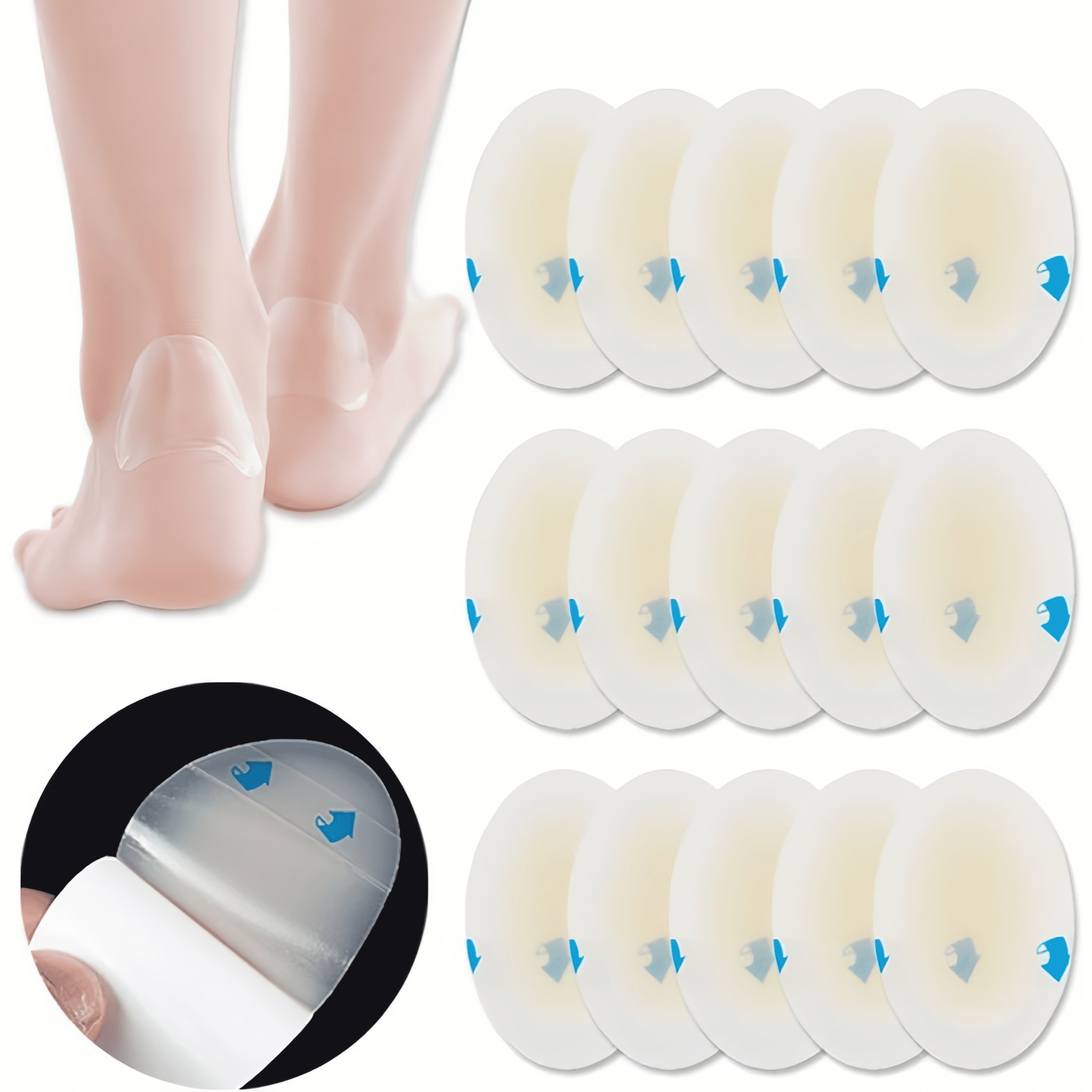 15 Pcs Blister Bandages for Feet, Waterproof Gel Hydrocolloid Seal ...