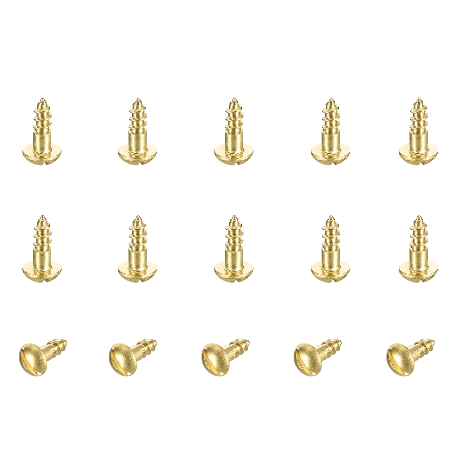 15 Pcs Brass Screws, M4 x 10mm Solid Slotted Round Head Self-Tapping ...