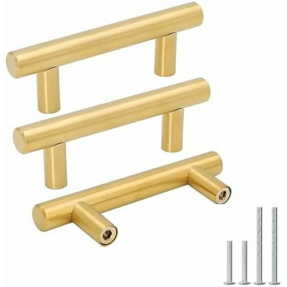 15 Pcs Brushed Brass Cabinet Cupboard Drawer Door Handle Pull Knob ...