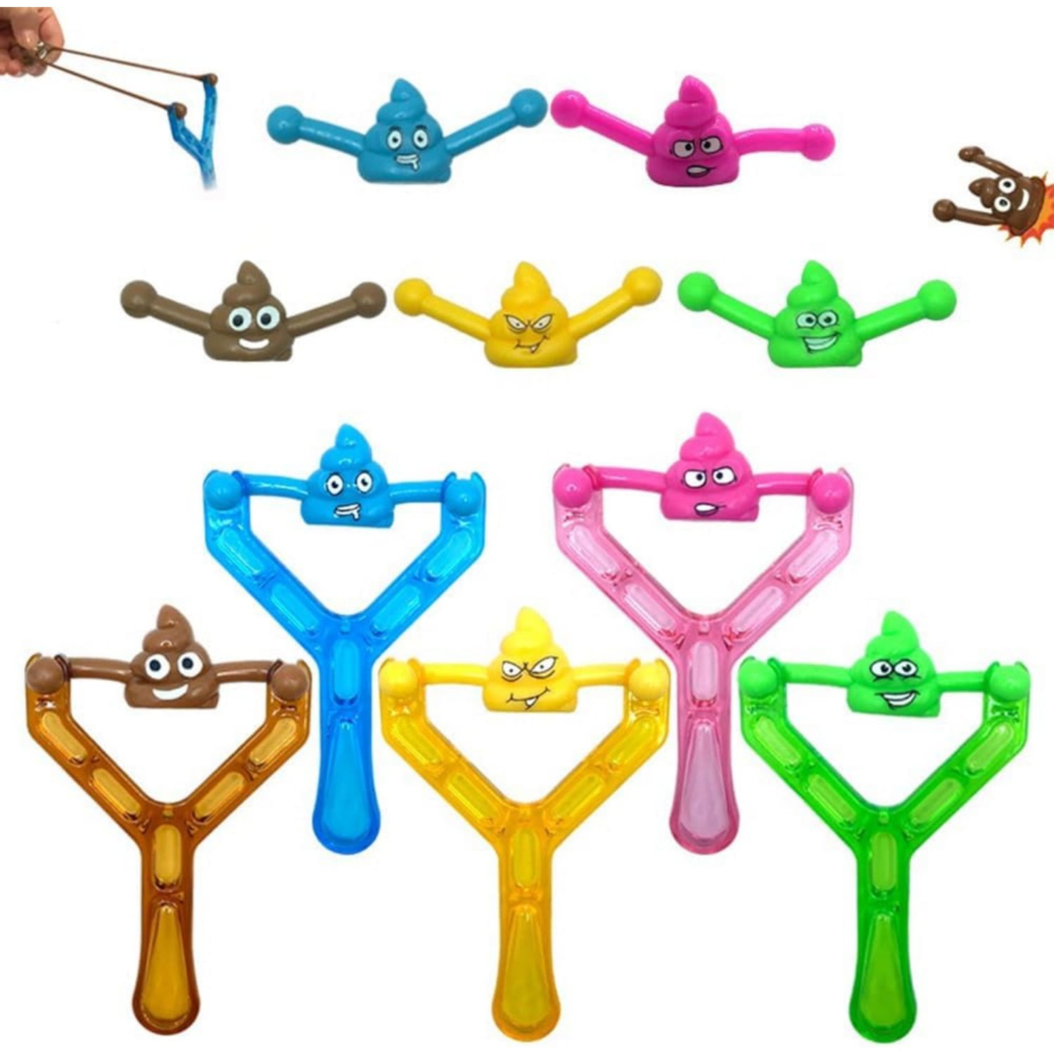 15 Pcs Catapult Poo Set(5Pcs Catapult+10pcs Poop Bullets) Gag and Funny ...