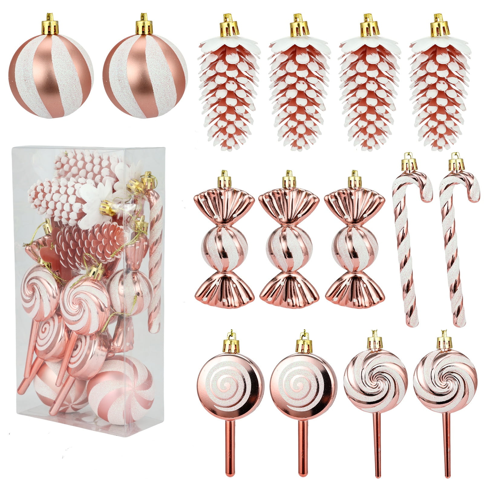 15 Pcs Christmas Tree Ornaments, Boriyuan Small Hanging Candy Cane ...