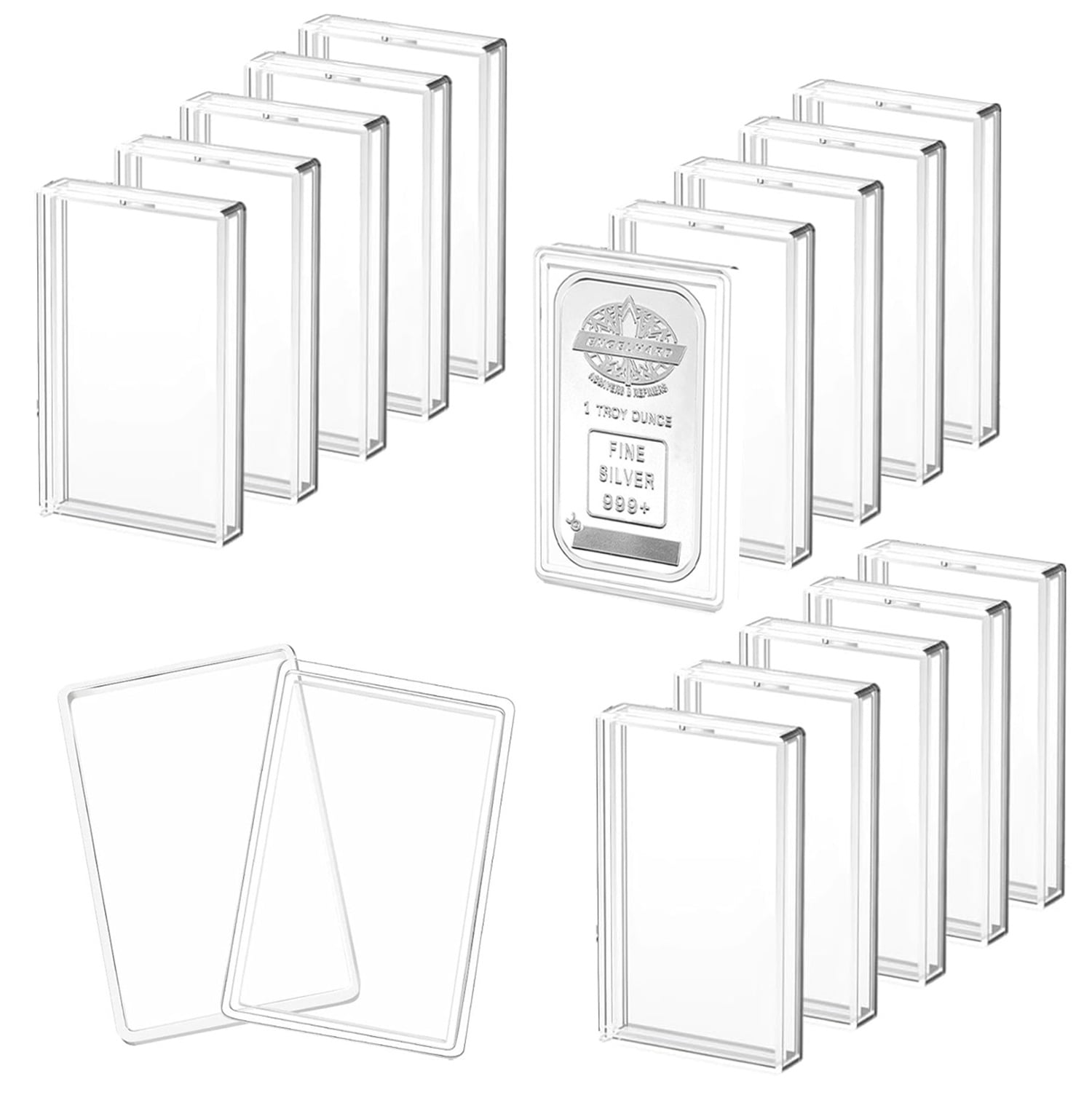 15 Pcs Clear Acrylic Silver Bar Case,Bexikou Silver Bar Storage,1 Oz ...