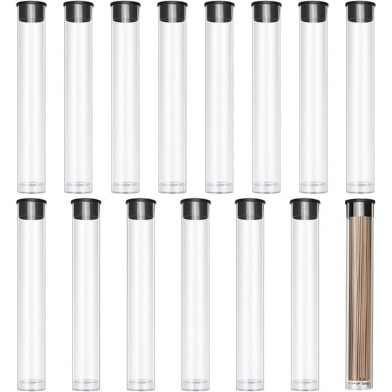 15 Pcs Clear Plastic Tube with Black Lid Transparent Plastic Tube Clear ...