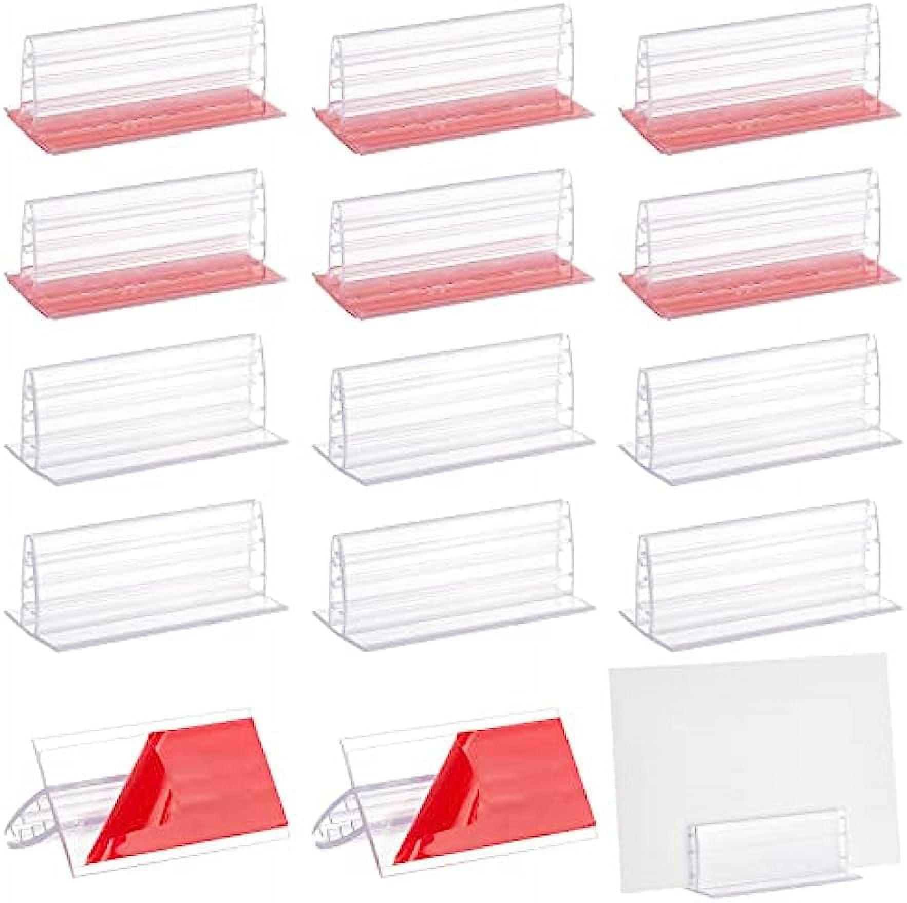15 Pcs Clear Self-Adhesive Business Card Holder Plastic Clip Holder ...