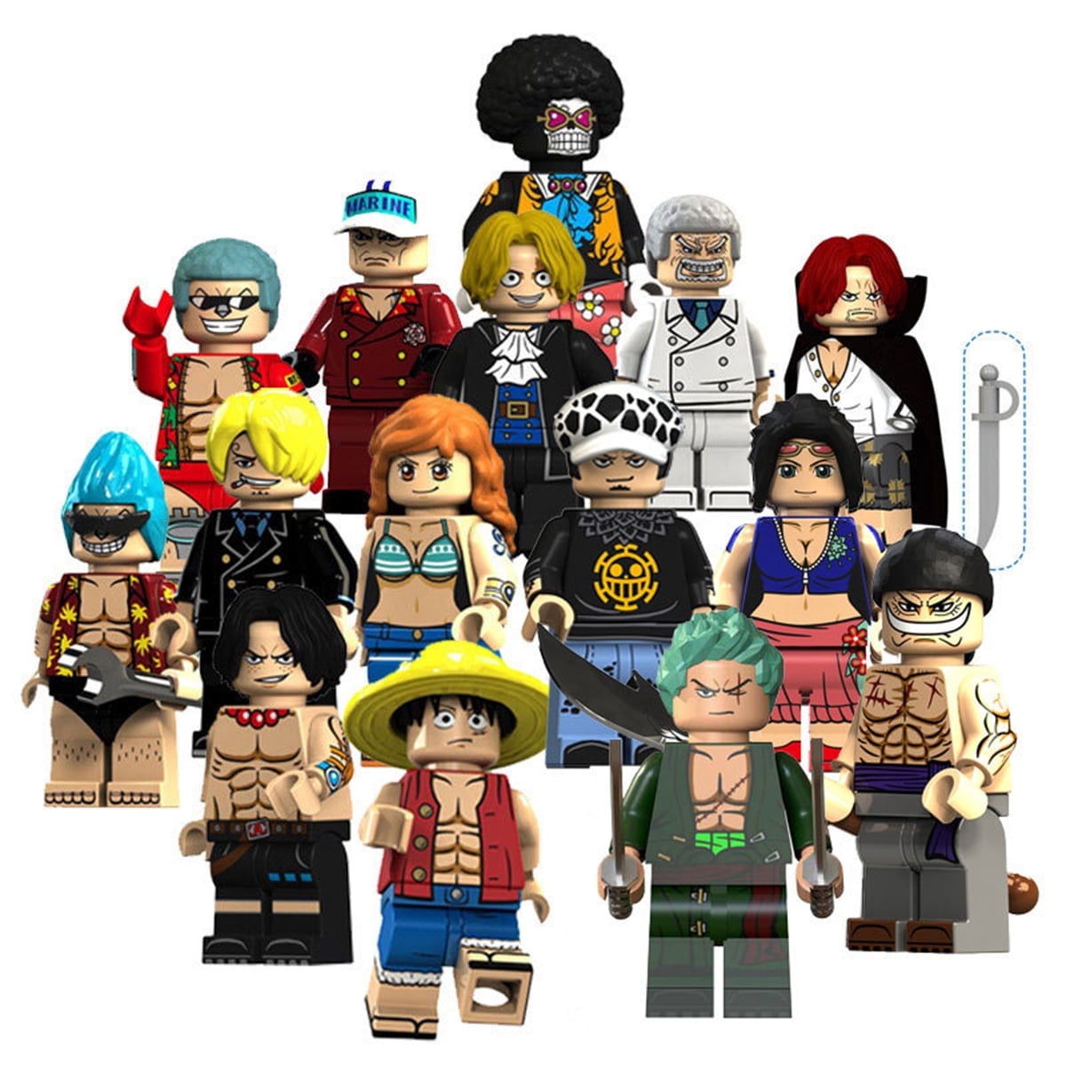 15 Pcs Collectible One Piece Minifigures Building Blocks Toys, Anime ...