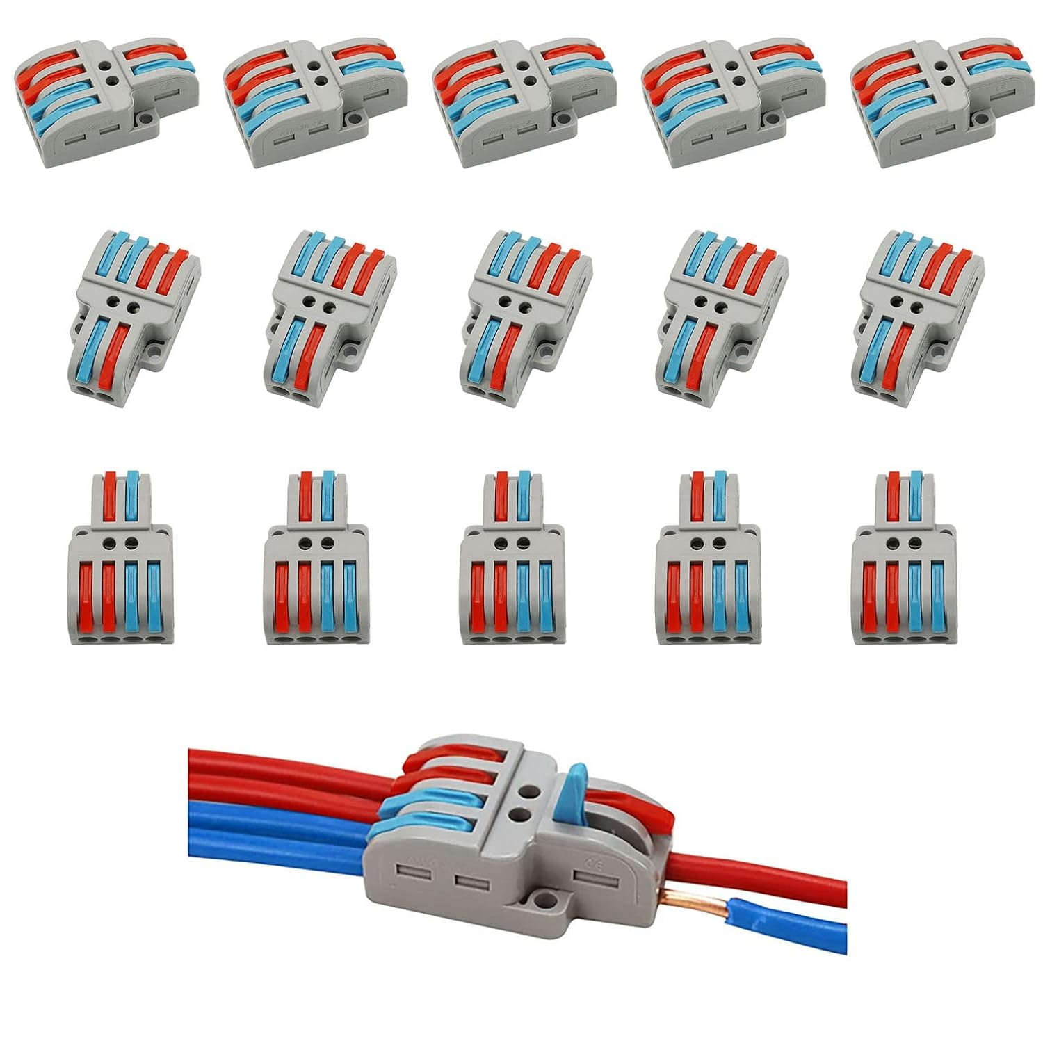 JUNCHI-15 Pcs Compact Splicing Wire Connectors Quick Wiring Connectors ...