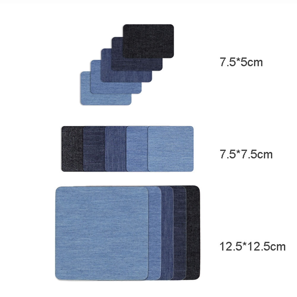 15 Pcs Creative Iron on Denim Jean Patches Square No-Sew Shades Cotton ...