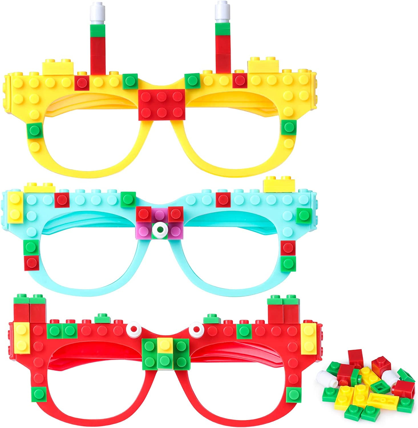 15 Pcs DIY Building Bricks Glasses Building Blocks Games for Kids ...