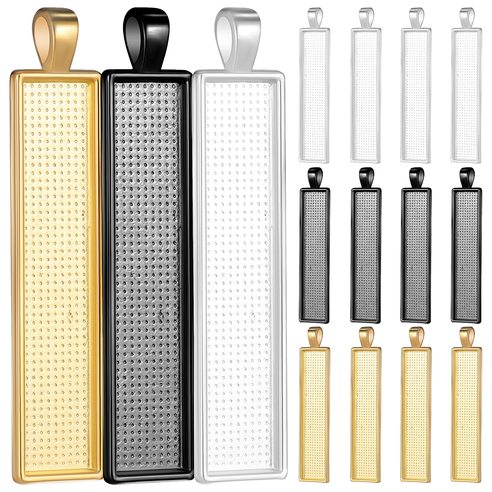 LULULION Jewelry Making Pendants 15Pcs Zinc Alloy Rectangular Jewelry ...