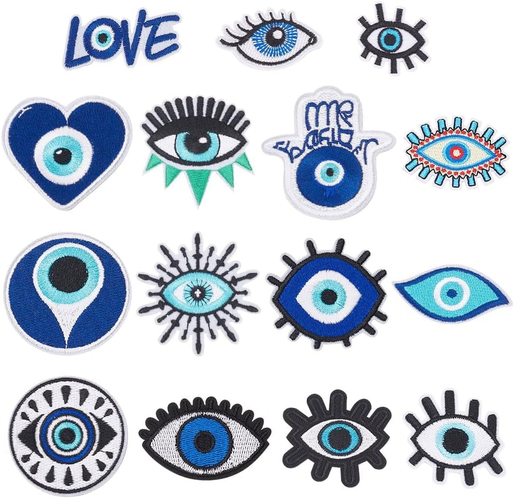 15 Pcs Evil Eye Embroidery Patches for Clothes Blue Evil Eye Applique ...