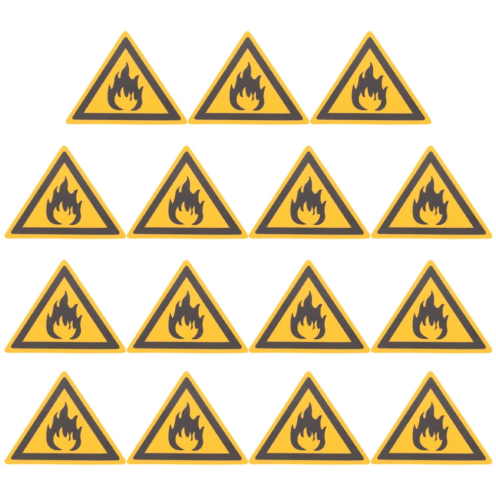 OFFIGAM Fire Safety Stickers 15pcs Yellow Caution Decals for Public ...