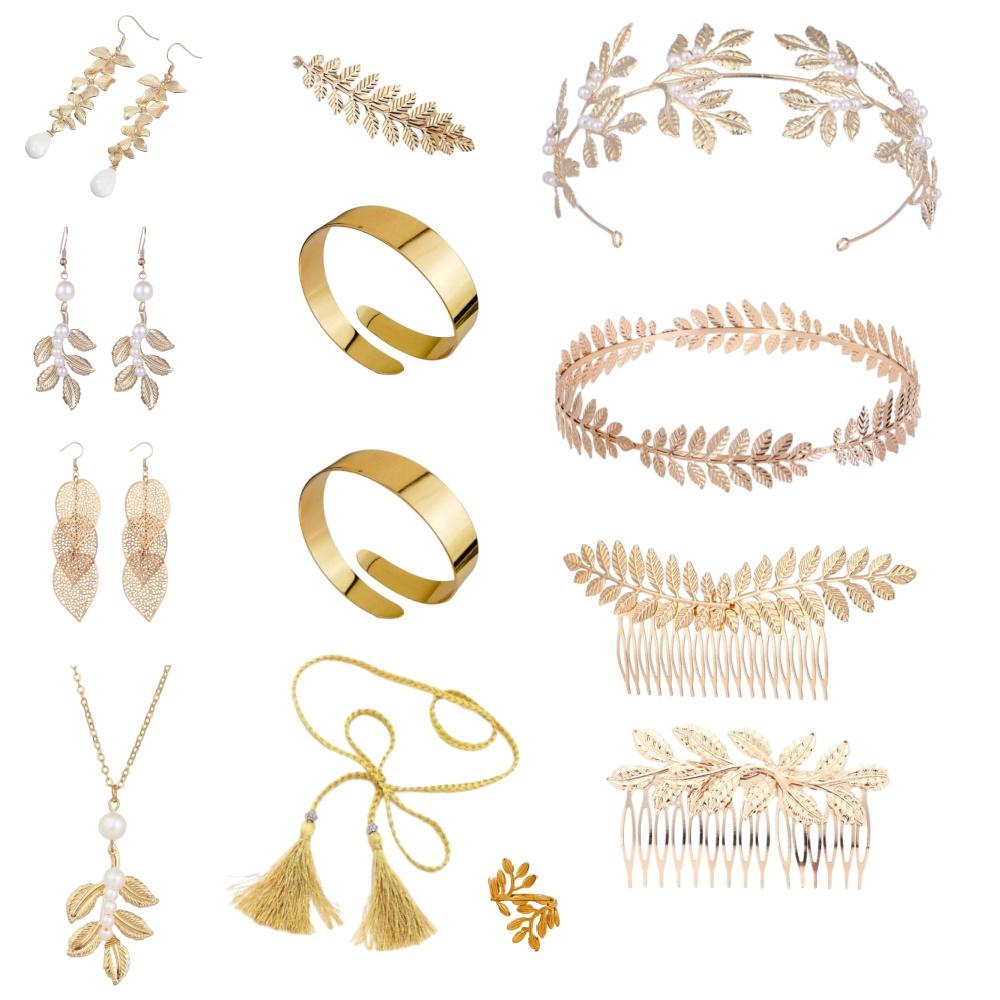 WeiDongzhuo 15 Pcs Greek Goddess Costume Accessories Set with Golden ...