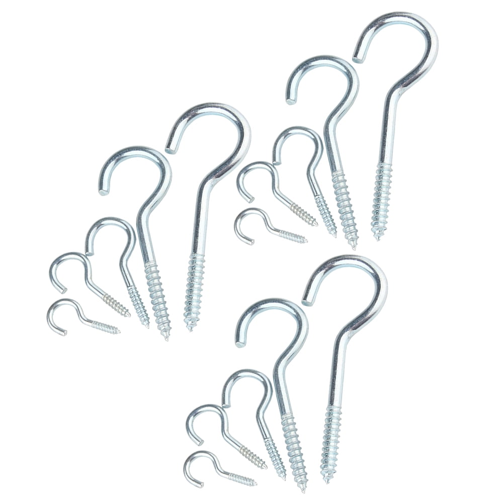 15 Pcs Hanging Self-tapping Screw Hook Door Charger Ceiling Silver ...