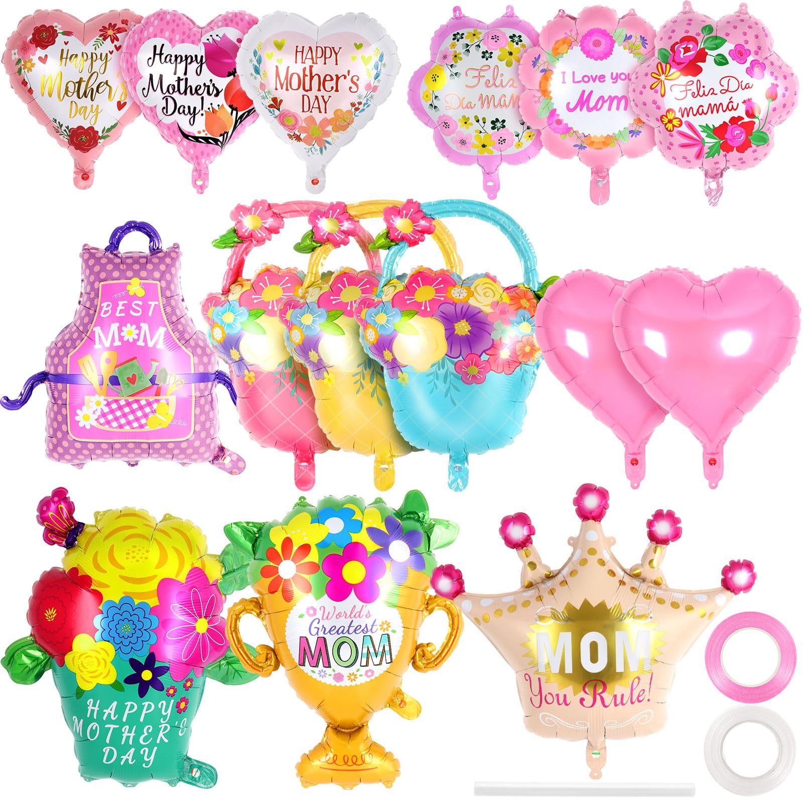 15 Pcs Happy Mother’s SSF20 Day Balloons,Mom Foil Balloons,Mother's Day ...