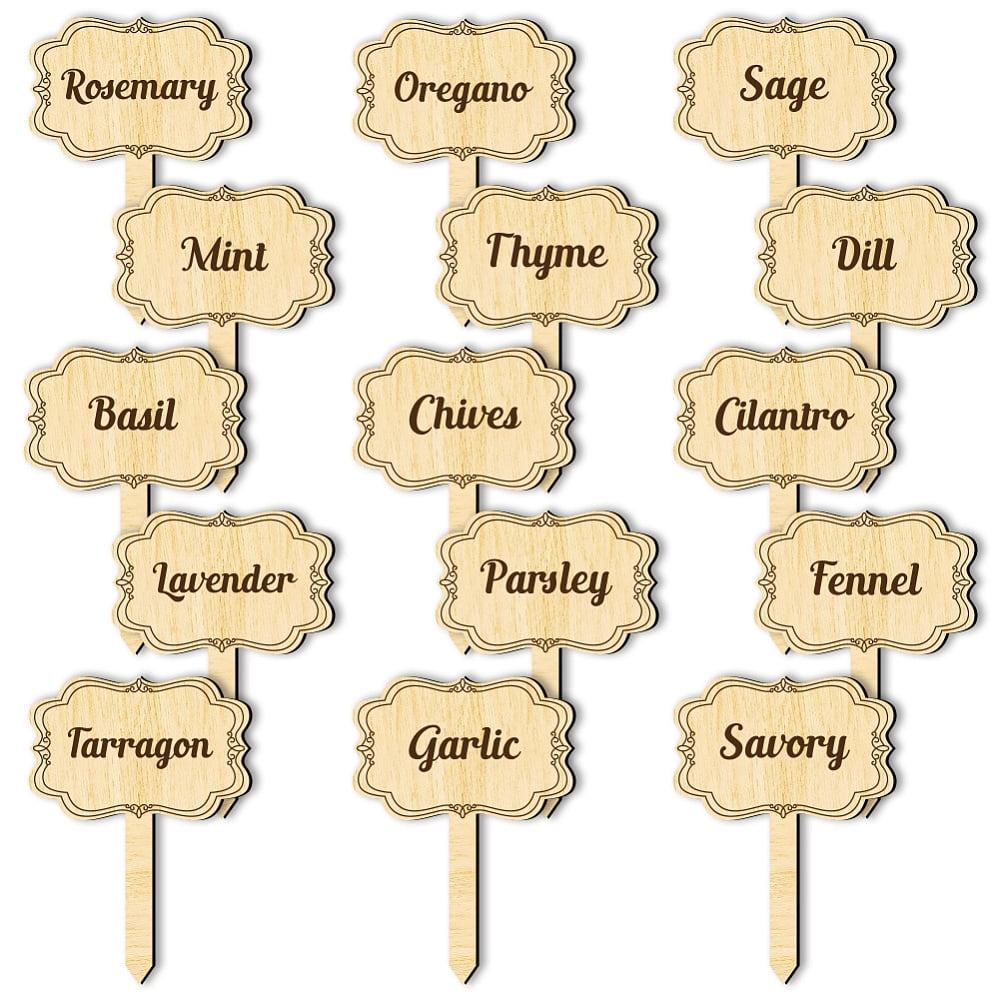 15 Pcs Herb Plant Labels Wooden Markers T Type Tags Garden Labels with ...