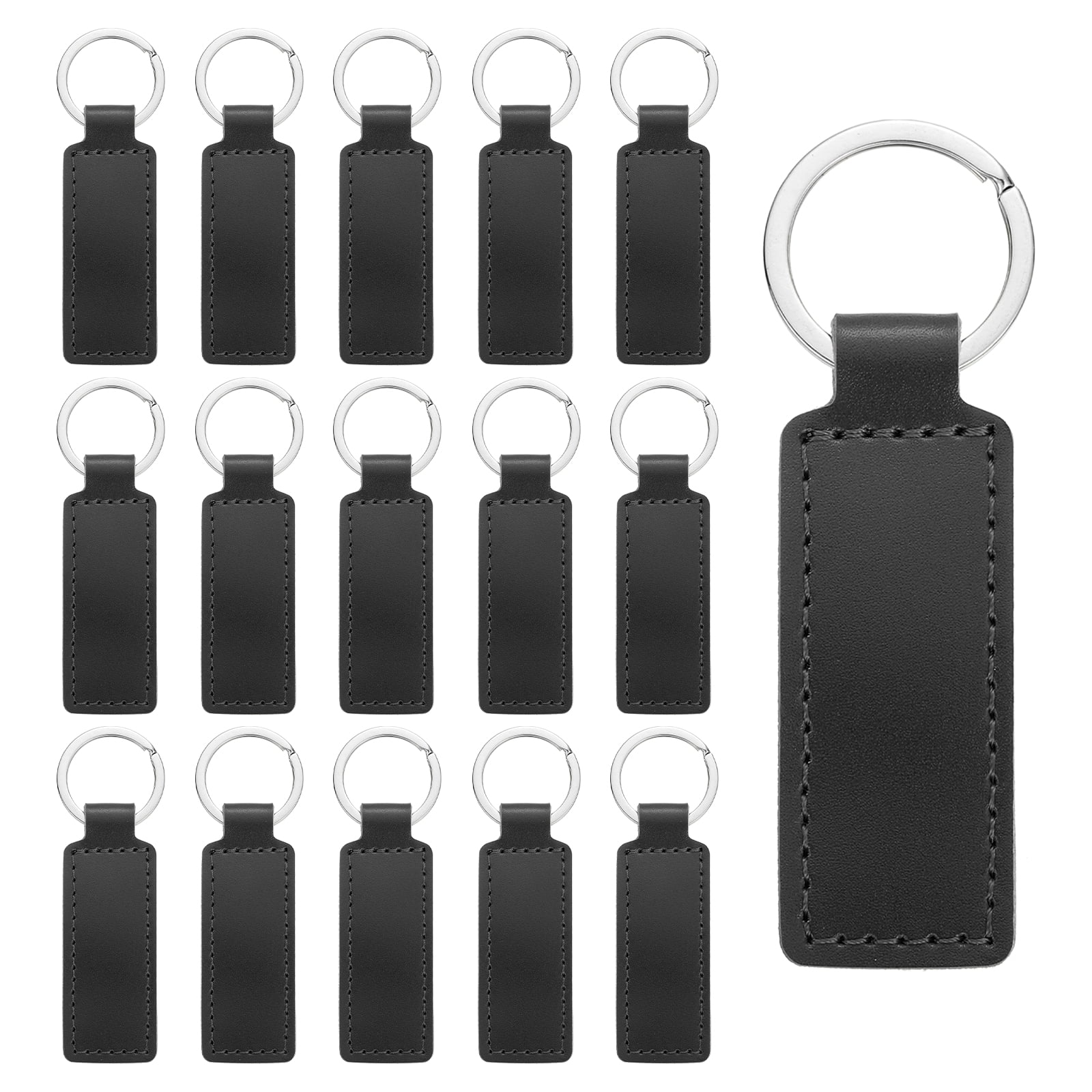 15 Pcs Leather Keychain Blanks Bulk Rectangle Laser Engraving Keychain ...