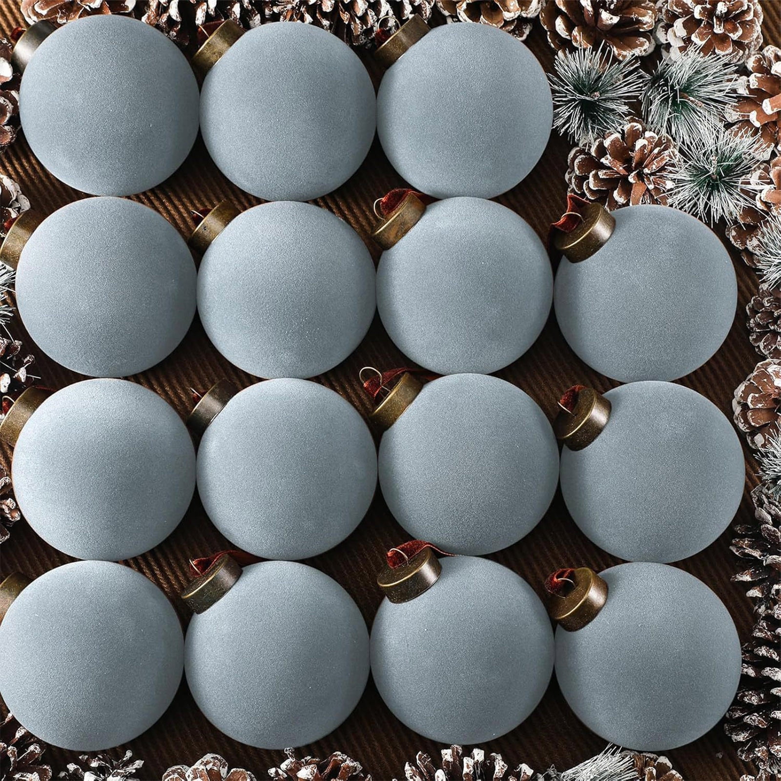 15 Pcs Light Blue Velvet Christmas Balls, 3.15 Inch Velvet Ornaments ...