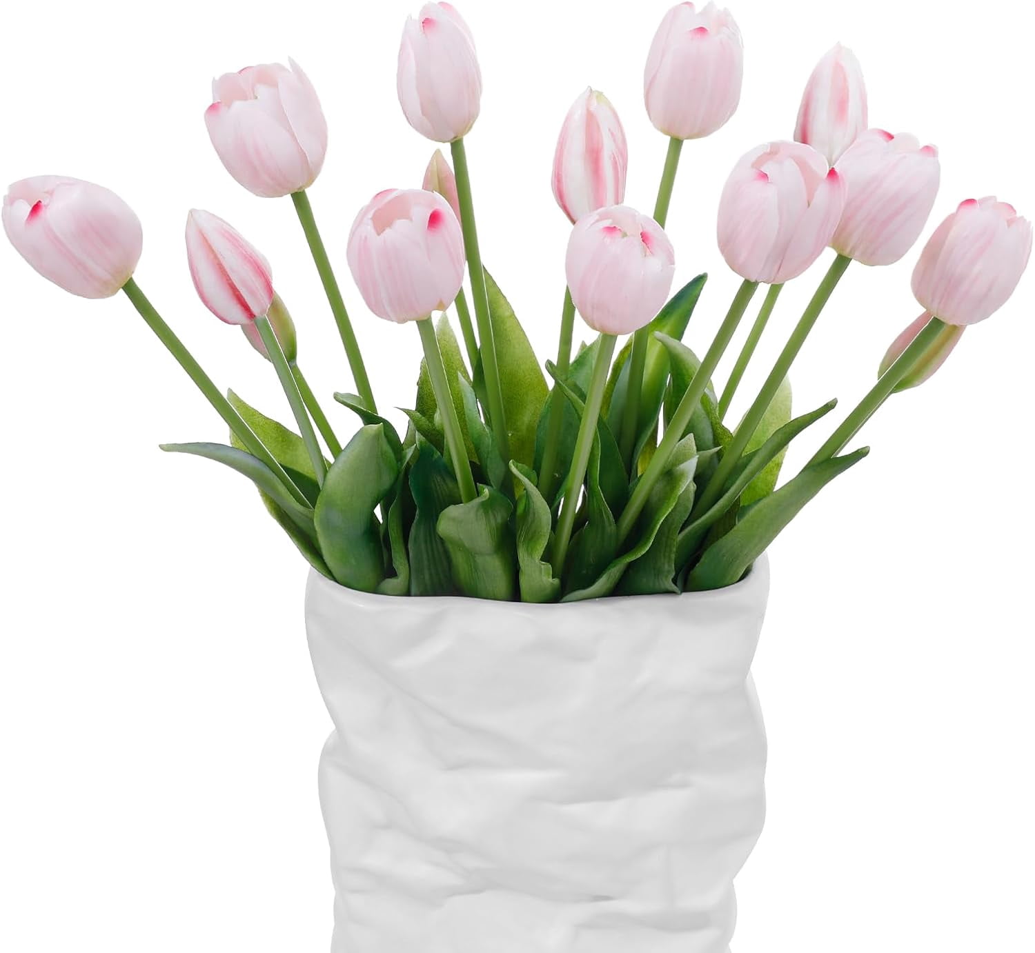 15 Pcs Light Pink Artificial Flowers Tulips Real Touch Latex Plastic ...