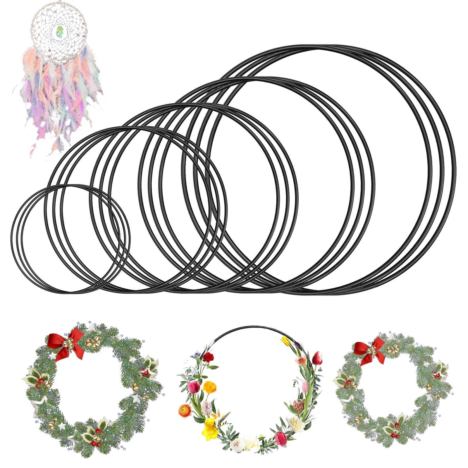 15 Pcs Metal Rings for Crafts,5 Size Metal Rings Hoops for Crafts ...