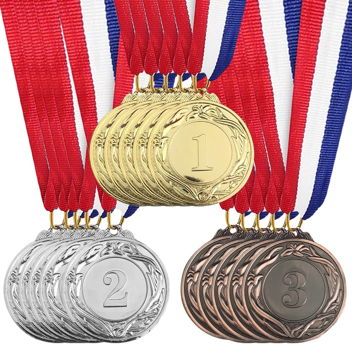 15 Pcs Metallic Gold Silver Bronze Medals With Lanyard - Walmart.com