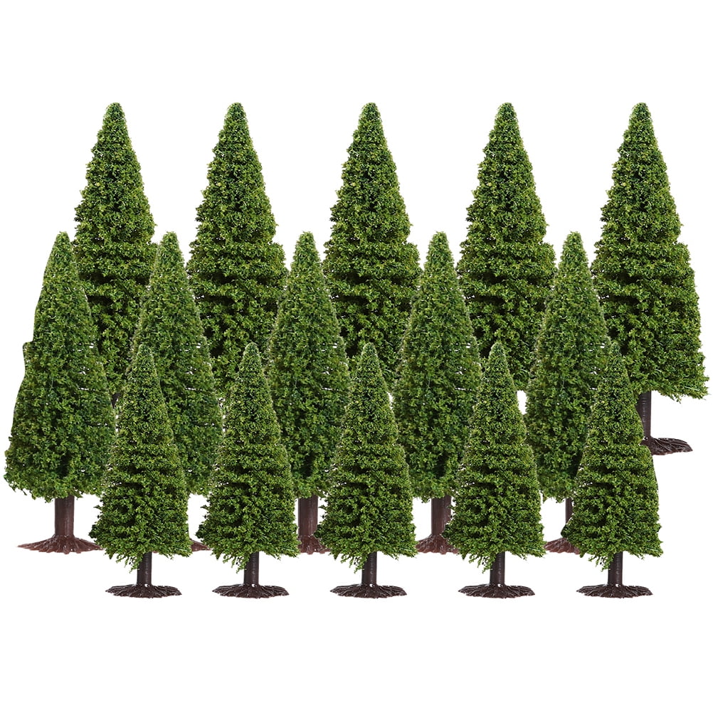 15 Pcs Miniature Pine Sisal Trees Mini Christmas Trees Dark Green ...