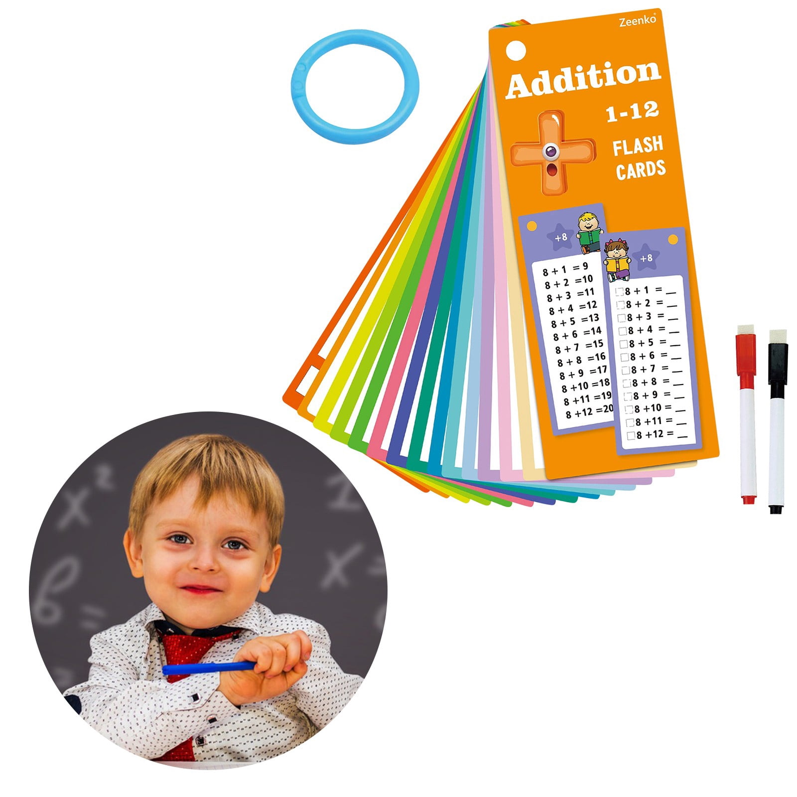 15 Pcs Multiplication Flash Cards Math Flashcards with 2 Dry Erase Pens ...