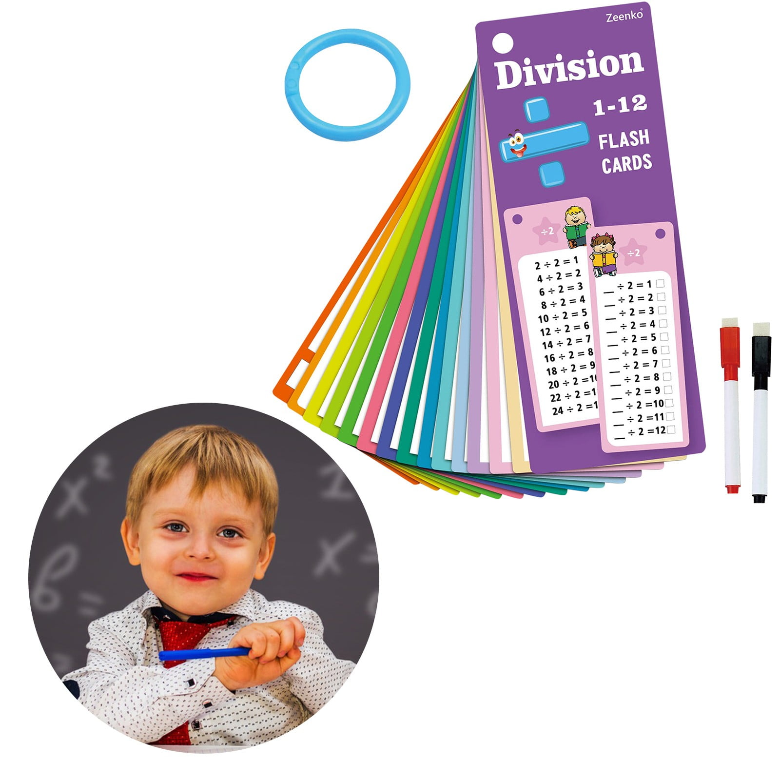 15 Pcs Multiplication Flash Cards Math Flashcards with 2 Dry Erase Pens ...
