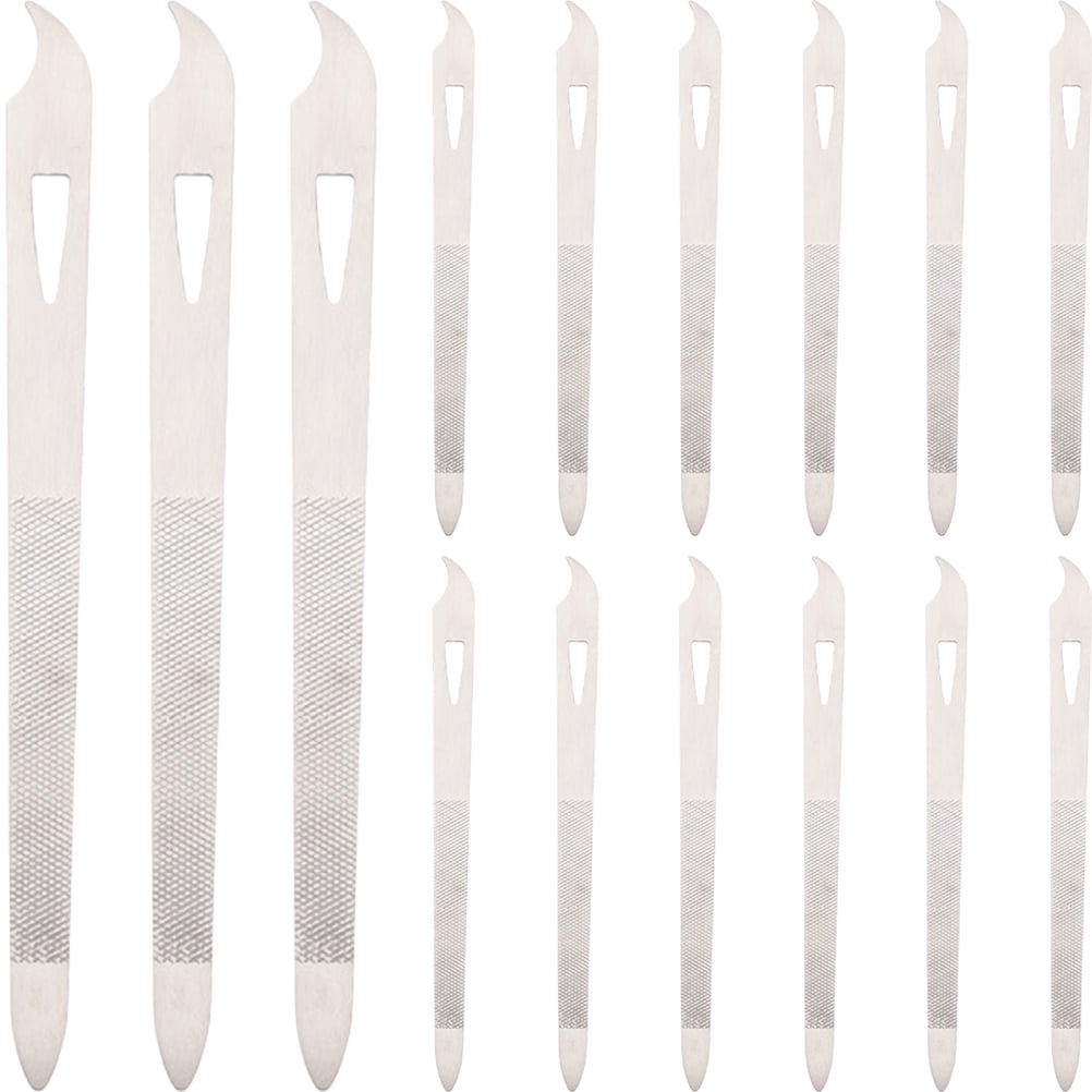 15 Pcs Nail File Toe Pusher Toenails Tools Art Cleanser Silver ...