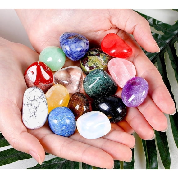 Season Time 15 Pcs Natural Polished Crystals, Tumbled Stones Set ...