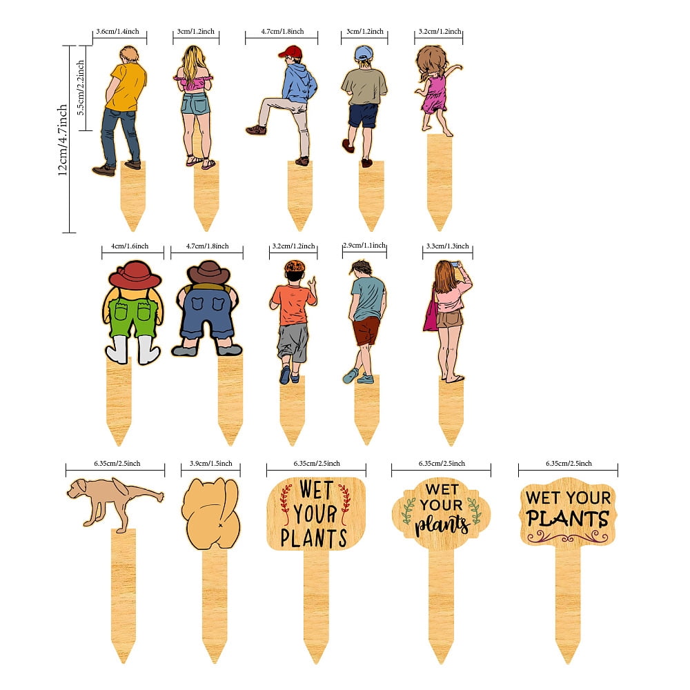15 Pcs Peeing Theme Funny Plant Markers Peeing People and Animal Plant ...