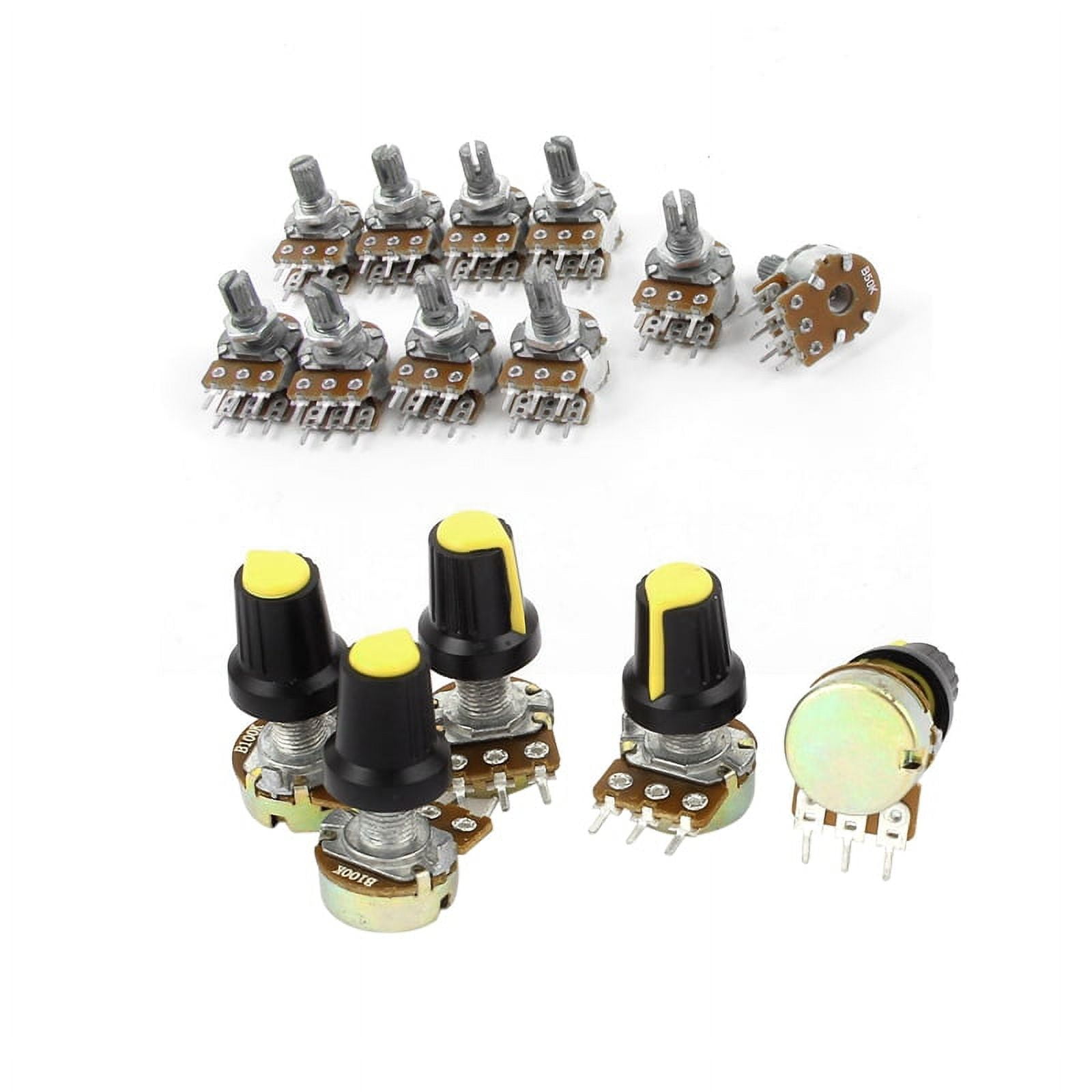 15 Pcs Potentiometers: 10 PCS Dual Knurled Shaft Potentiometer 50K Ohm ...