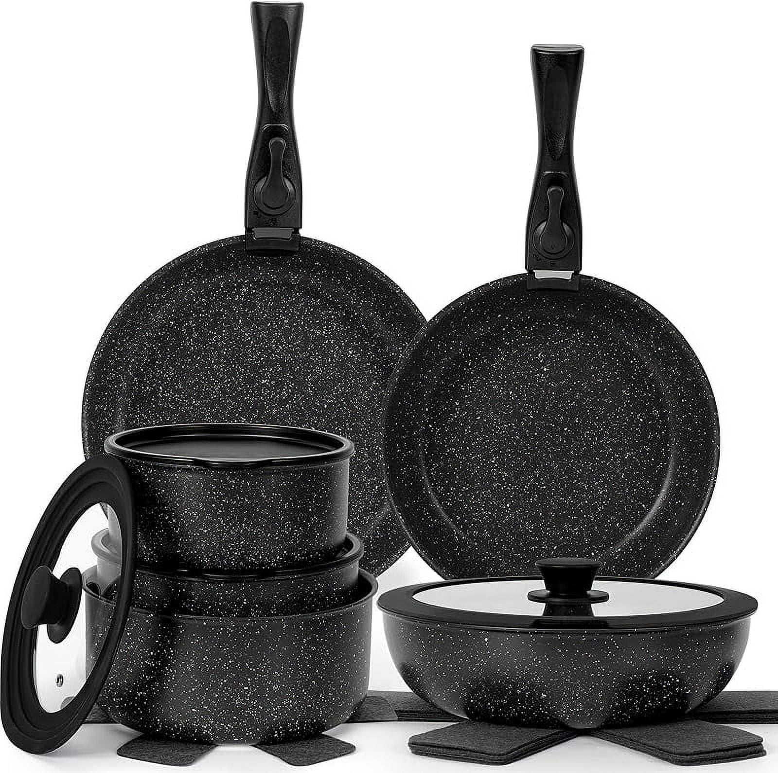 15 Pcs Pots and Pans Set Non Stick, Cookware Sets with Detachable ...