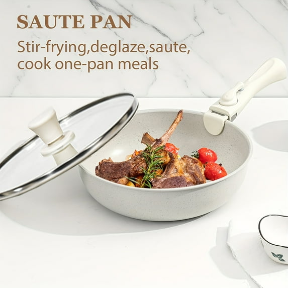 15 Pcs Pots and Pans Set, Non Stick Kitchen Cookware Set, Detachable ...