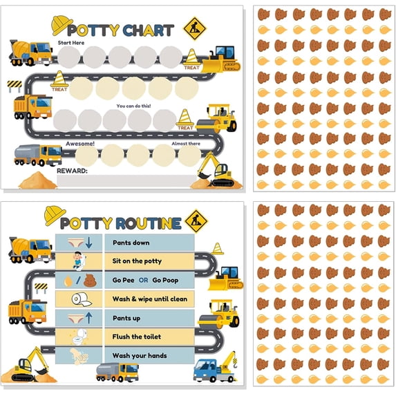15 Pcs Potty Chart for Toddlers Boys, Truck Themed Potty Training Chart ...