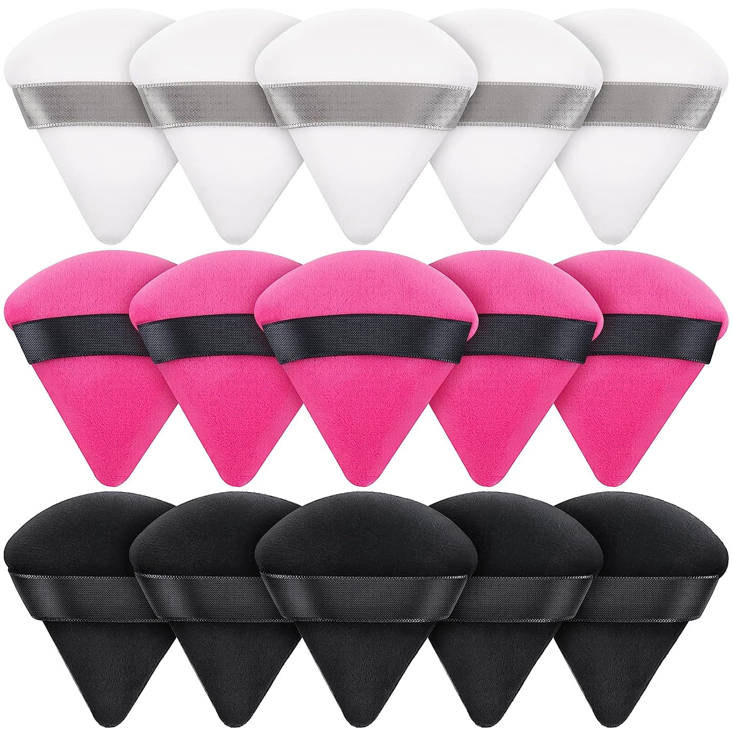 15 Pcs Power Puff Velour Triangle Power Puffs for Face Power Washable ...