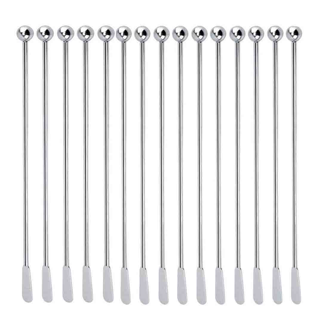 15 Pcs Reusable Swizzle Sticks Coffee Stirrers Beverage Stir Stainless ...